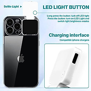 AJDSE Selfie Light for iPhone 13 Pro Max Case Light Up Flash Lighting Selfie Case Rechargeable LED Compatible with Live Stream/Makeup/Video- Selfie Illuminate Crystal Clear