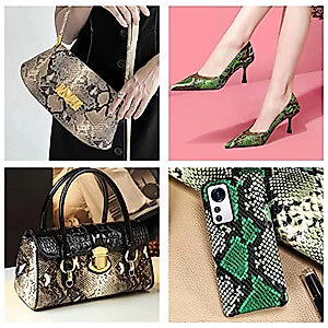 HYANG Holographic Mirror Snake Gold PU Faux Leather Sheets 1 Roll 12"X53"(30cmX135cm), Faux Leather Fabric Very Suitable for Leather Earrings, Bows, Handbag ，Sewing ，Crafts Making…