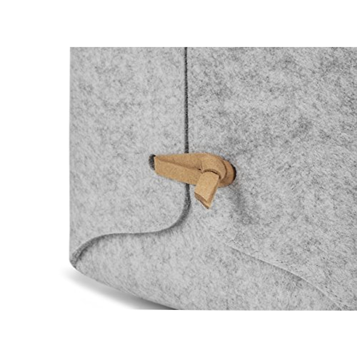 Kasefox Felt Storage Bin - Natural Tan Suede Ties - Premium Grey Felt Organizing Basket for Home, Office, Nursery, Toys, Dorm, Closet – Fits in Cube Storage Shelves - Medium
