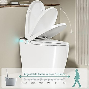 Toilet Smart Toilet Ceramic White with Heated Bidet Seat Portable Toilet with Bidet Built in Auto Open&Close Auto Dual Flush