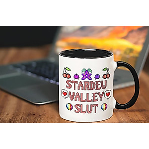 YOLANDEEUROKOK Stardew Valley Slut Mug, Stardew Valley Gift, Funny Stardew Valley Mug, 11 Oz Novelty Coffee Mug, Black