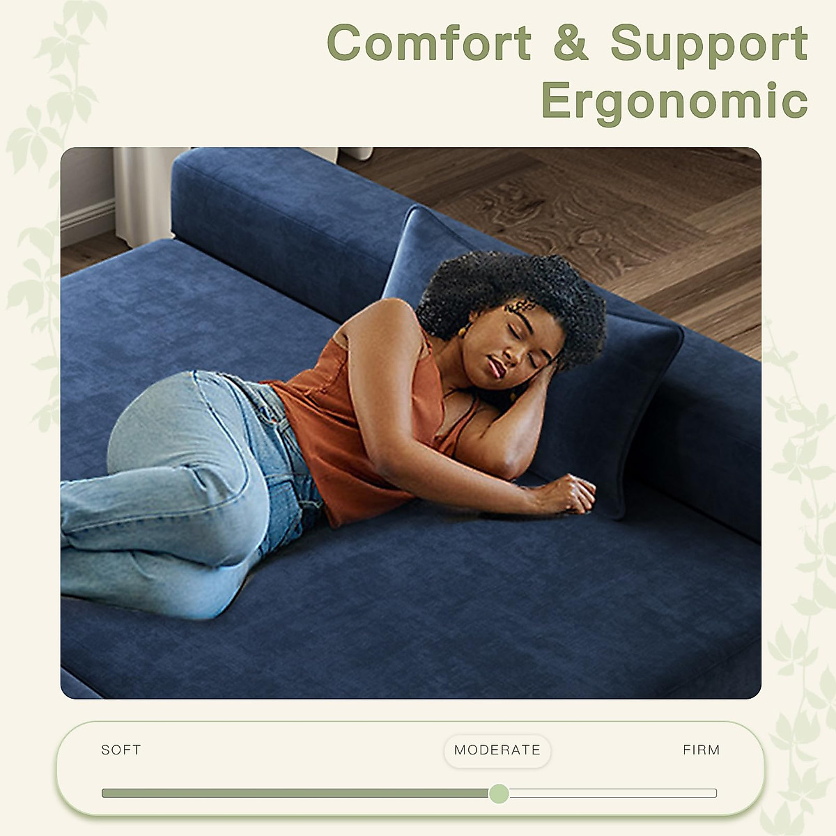 Luoxiao Folding Sofa Bed Queen with 2 Pillows, Foldable Sofa Bed for Travel, Camping, Guest, Futon Sleeper Chair Guest Bed with Breathable & Washable Cover, Convertible and Easy to Storage，NavyBlue