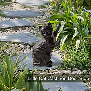 GDYOOSHOW Cast Iron Door Stop Cat Heavy Duty Door Stopper 2Pcs Black Floor Decorative Statue Rustic Book Stopper Heavy Bookend (Brown Rust)