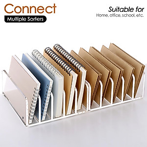 SANRUI Acrylic Desk Organizer, 5 Compartments Mail Organizer,Small File Holders Letter Organizer,Clear Office Organization,Multifunction Sorter Envelope Rack for Office,Home, School