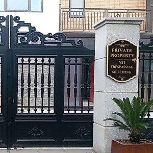 Private Property Sign No Trespassing Sign, No Soliciting Signs, CCTV IP Camera Video Surveillance Warning Metal Signs, 14 x 10 Inches Rust Free Aluminum Metal Sign, 1 Pack