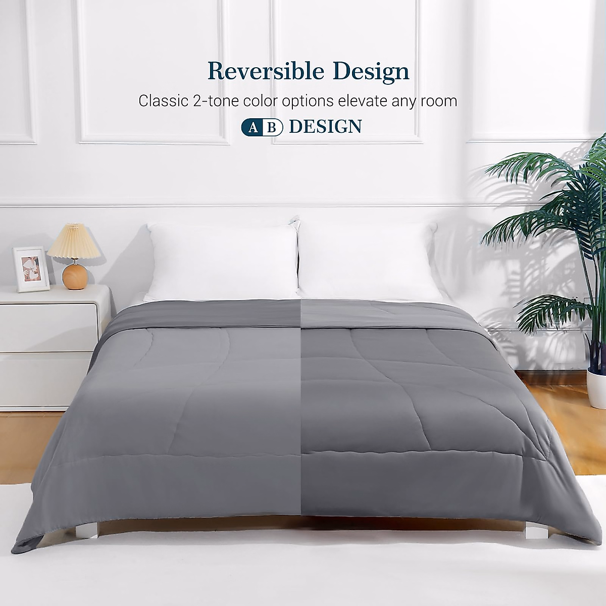 Elegear Revolutionary Cooling Comforter Queen Absorb Body Heat to Keep Cool, Cooling Blanket for Hot Sleepers Japanese Arc-Chill 3.0 Cool Tech Fabric Summer Comforter Hypo-Allergenic Cool Quilt - Gray