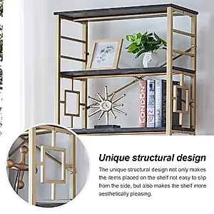 HOMISSUE Bookcase,7-Tier Tall Bookshelf Metal Bookcase and Bookshelves, Free Standing Storage Modern Bookshelf for Home Office Living Room and Bedroom, Black & Gold
