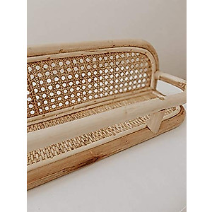 Midoshark Rattan Wall Shelf Floating Shelvs Wall Mounted Wall Decor Accent Wall Shelf