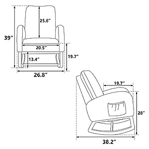 Merax Nursery Accent Rocker Armchair with Side Pocket, Upholstered High Back Wooden Rocking Chair for Living Room Baby Kids Room Bedroom (Beige Boucle)