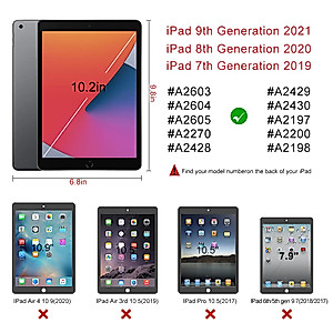 TopEsct Kids Case for iPad 10.2 inch - Shockproof Silicone Cover with Tempered Glass Screen Protector and Strap - Compatible with iPad 9th/8th/7th Gen (2021)"(Blue)