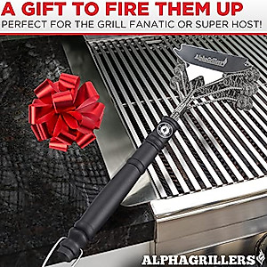 Grill Brush for Outdoor Grill Bristle Free - Heavy Duty 18" Grill Cleaner Brush Bristle Free & Grill Scraper - Stainless Steel Grill Accessories Tools - Extra Wide BBQ Brush for Grill Cleaning