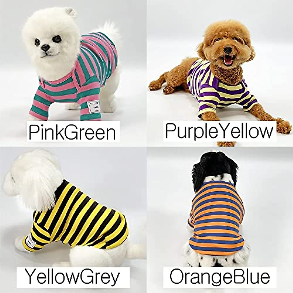 U&Pet Dog All Day Striped T-Shirts Cotton Clothes,Pet Stretchy Soft Basic Clothes for Small Medium Large Dogs (L, Grey)