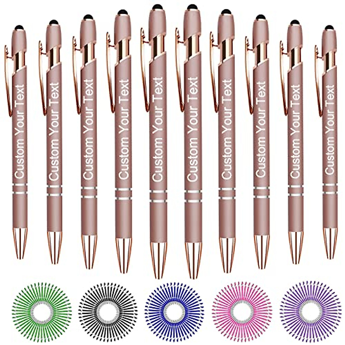 Alistt Up to 300 Personalized Custom Pens with Name in Bulk Customized Pens with Free Engraving Stylus for Women Men Birthdays Graduations Business Gifts