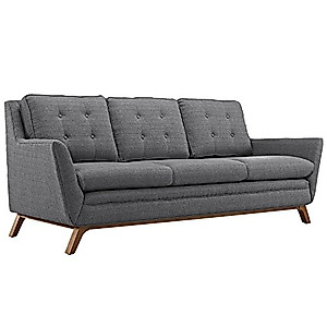 Modway Beguile Mid-Century Modern Sofa With Upholstered Fabric In Gray
