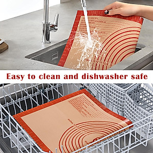 Non-slip Silicone Pastry Mat Extra Large with Measurements 16''By 26'' for Silicone Baking Mat, Counter Mat, Dough Rolling Mat,Oven Liner,Fondant/Pie Crust Mat By Folksy Super Kitchen Red