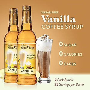 Jordan's Skinny Syrups Sugar Free Coffee Syrup, Vanilla Flavor Drink Mix, Zero Calorie Flavoring for Chai Latte, Protein Shake, Food and More, Gluten Free, Keto Friendly, 25.4 Fl Oz, 2 Pack