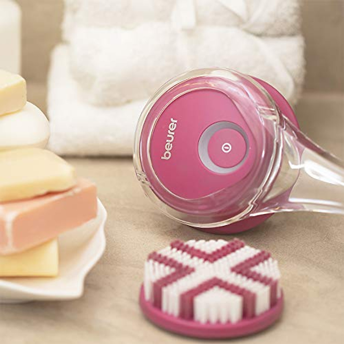 Beurer FC55 Electric Body Scrubber for Exfoliating and Massage, Waterproof for Showering, Cordless and Rechargeable, Spinning Skin Cleansing Brush with 2 Attachments