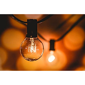 SFEG G40 String Lights - 5W Warm Incandescent Shatterproof Glass Bulbs, 18-Gauge Wire - Dimmable Globe String Lights for Backyard, Patio, Porch, Garden - Decorative Outdoor Hanging Lights - 50ft