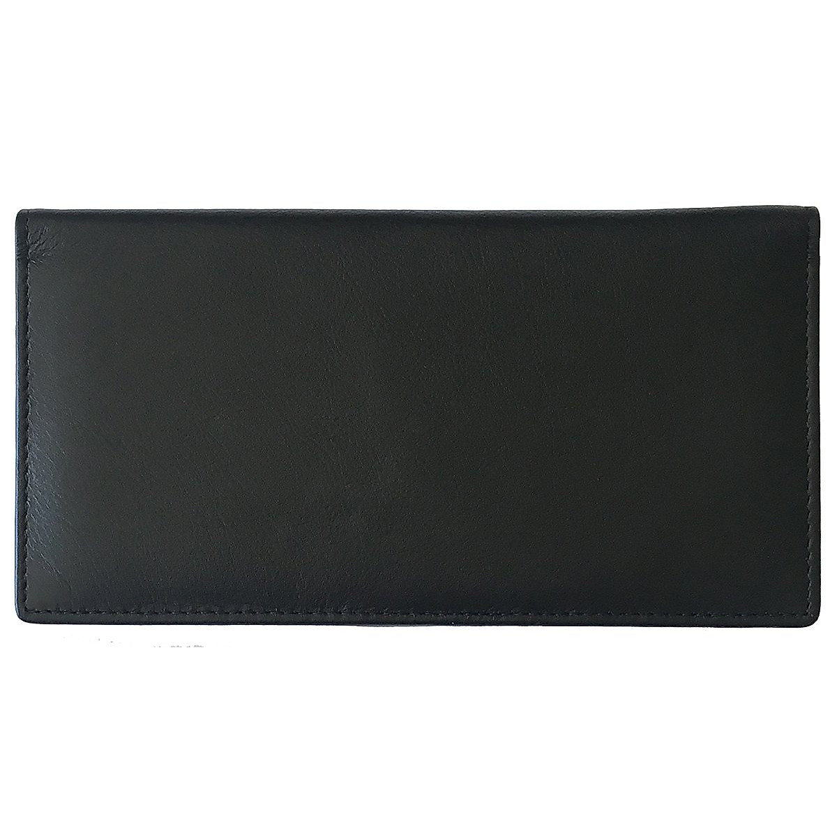 Black RFID Leather Checkbook Cover With Credit Card Slots and Pen Holder