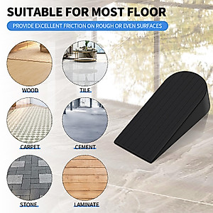 Big Door Stopper, 2 Pack Extra Large Rubber Door Stoppers for Bottom of Door, High 1.9 Inches Rubber Door Stops for All Floor Surfaces, Non-Scratching Doorstops Wedge are Non-Slip＆Sustained (2 Pack)