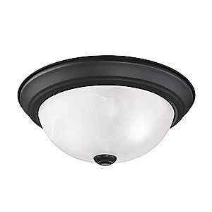 Design House 588251 Traditional 2-Light Indoor Dimmable Ceiling Light with Alabaster Glass for Bedroom Hallway Kitchen Dining Room, Matte Black, 2 Pack