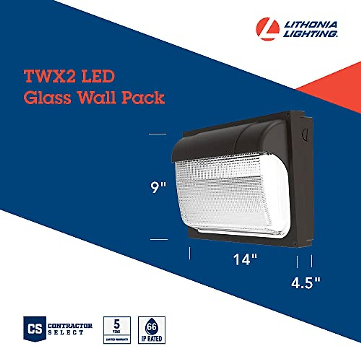 Lithonia Lighting LL ALO 40K TXD Brnz Outdoor TWX2 LED Adjustable Light Output 4000K MVOLT Glass Wall Pack in Textured Bronze