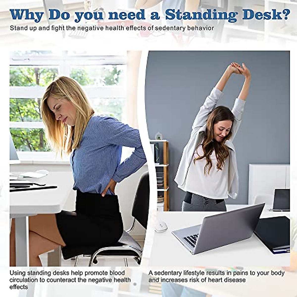 Vongrasig Height Adjustable Electric Standing Desk, 48 x 24 Inches Home Office Stand Up Table Computer Workstation with Splice Table Board & Memory Controller (White Frame + White Desktop)
