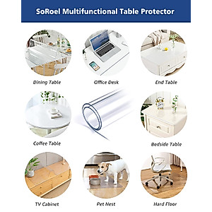 16X48 Inch Clear PVC Table Cover 1.5mm Thick Crystal Table Topper Protector Rectangular Vinyl Plastic Desk Pad Transparent Tablecloth for Side End Table Night Stand Dresser