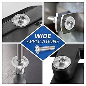 M6-1.0 x 20mm Flanged Button Head Socket Cap Screws Flange Bolts, 18-8 Stainless Steel 304 Bright Finish, Full Thread, 25 PCS