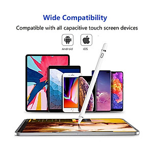 Stylus Pens for Touch Screens, Active Digital Pencil Compatible with iPad/iPad Pro/Air/Mini/iPhone/Other Tablet Drawing&Writing (White)