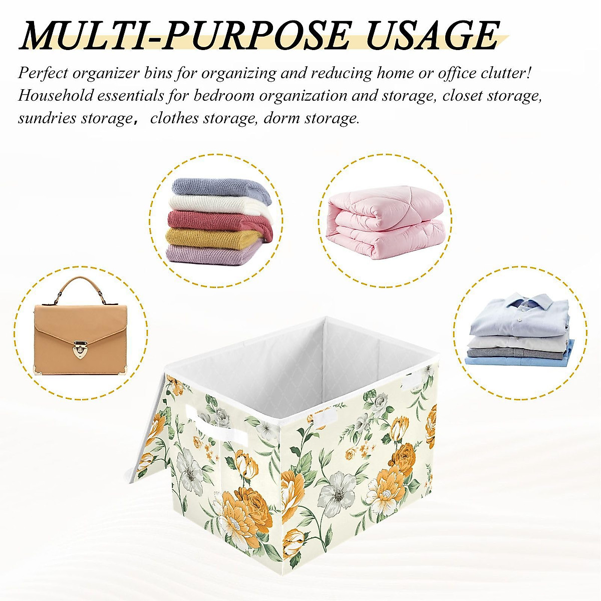 BOENLE Fabric Storage Bins with Lids and Handles Gothic Black Cats Tree Branch Large Collapsible Closet Storage Boxes