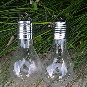 Abaodam 5pcs Solar Light Bulbs LED Outdoor Light Bulb Waterproof Hanging Lights Globe Garden Light for Garden Yard Camping (Warm White Light)