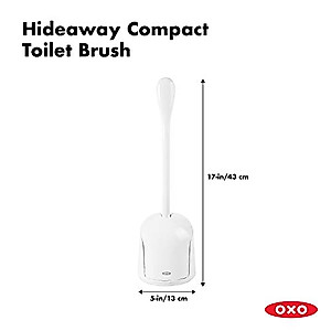 OXO Good Grips Compact Toilet Brush & Canister, White, 6" x 4-3/4" x 17-1/4" h