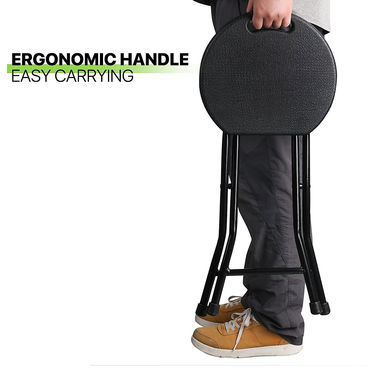 Magshion Foldable Stool with Handle Indoor Outdoor 6 Pack Backless Folding Stool 230lbs Capacity, 18 Inch Black