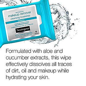 Neutrogena Makeup Remover Cleansing Towelettes, Daily Face Wipes to Remove Dirt, Oil, Makeup & Waterproof Mascara, 25 ct. (Pack of 3)