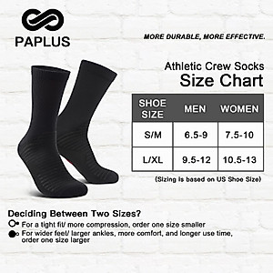 PAPLUS Compression Athletic Crew Socks (6 Pairs) for Men & Women