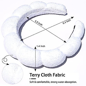 HitModa Spa Headbands for Washing Face or Facial Makeup Headbands Bubble Skincare Headbands Drunk Elephant Terry Cloth Puffy Headbands for Mask Skin Treatment