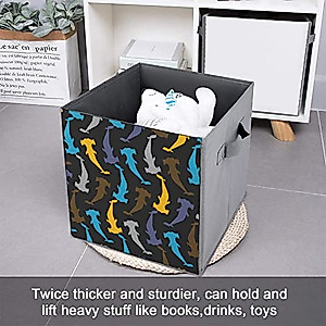 Hammerhead Sharks Canvas Collapsible Storage Bins Cube Organizer Baskets with Handles for Home Office Car