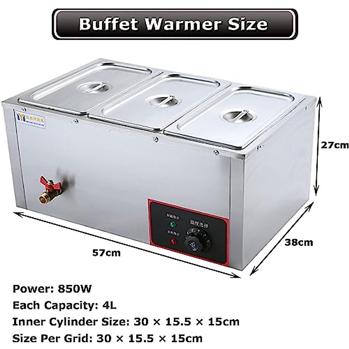KFJZGZZ Buffet Server Food Warmer, Electric Commercial Stainless Steel Buffet Food Warmer, Stove Steam Table with Temperature Control amp; Lid for Parties, Entertaining