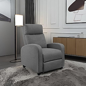 JUMMICO Recliner Chair Adjustable Home Theater Single Recliner Sofa Furniture with Thick Seat Cushion and Backrest Modern Living Room Recliners (Fabric, Black)