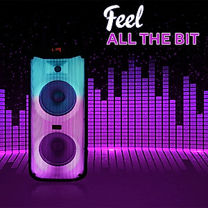 High Power Bass Portable Wireless Bluetooth Studio Dj Party Concert Speaker's - Colorful Liquid Motion Light Changing Rechargeable Waterproof Outdoor Loud Speaker (Ultra Dual 8'' Speaker w (1) Mic)