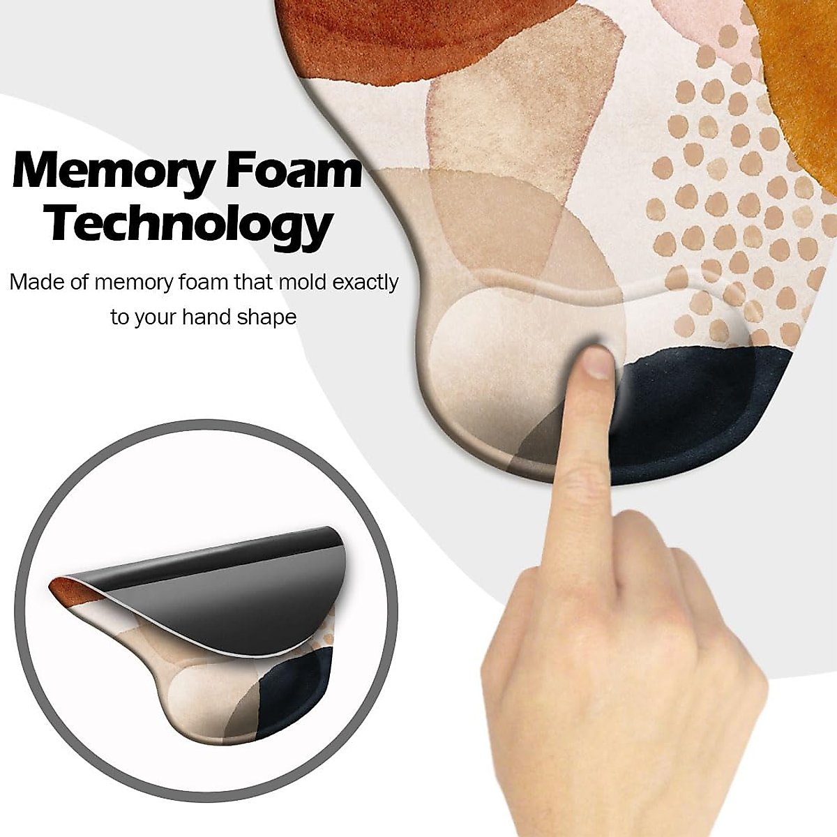 DOOKE Ergonomic Mouse Pad with Wrist Support and Coaster,Mouse Pads with Non-Slip PU Base for Home Office Working Studying Easy Typing & Pain Relief Boho Succulent