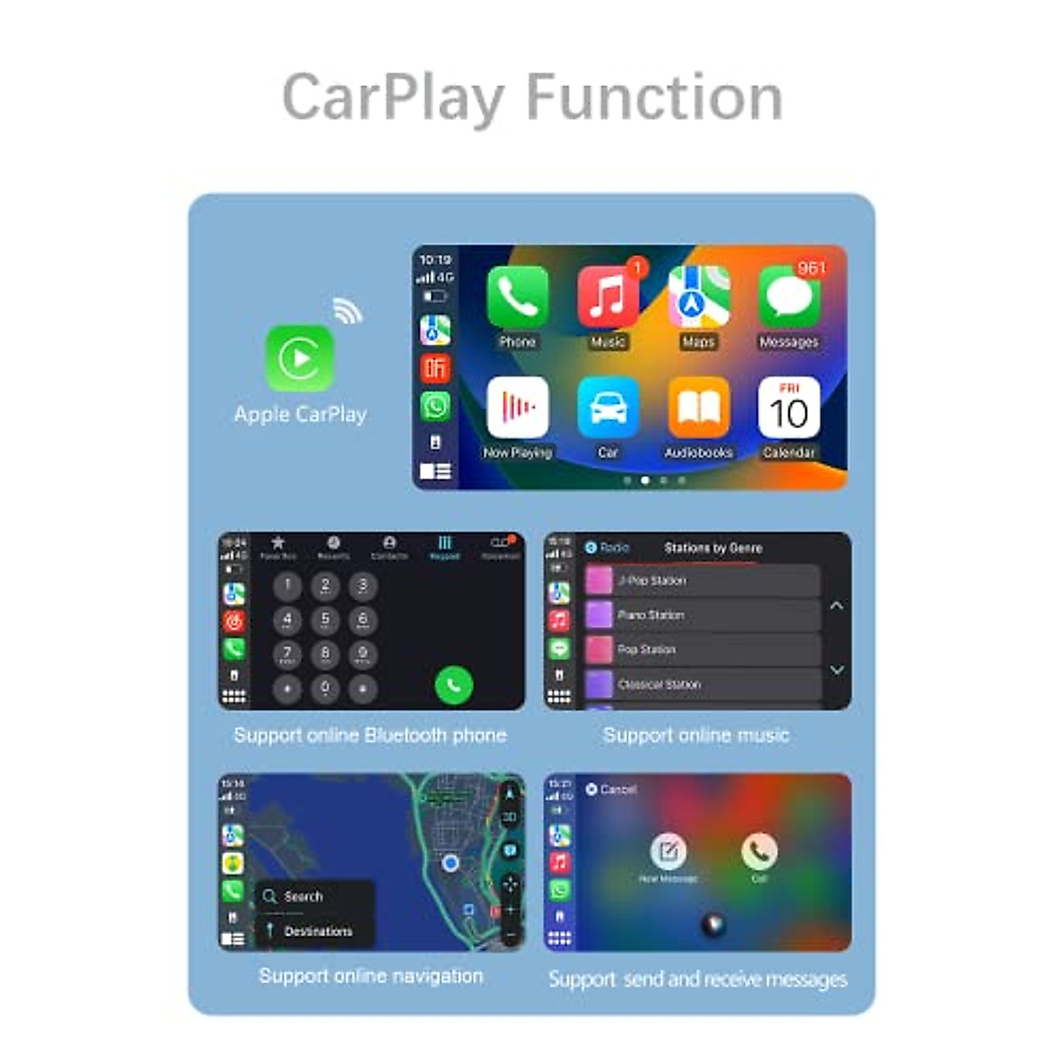 Carplay Ai Box Android 12, Wireless Car AI Box,Carplay Android Auto Video Box with 4G Cellular,4GB+64GB,8Core,Android10.0,Built-in Navigation,Support SIM&TF Card Bluetooth (4+64G)