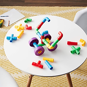Skoolzy STEM Learning Pipe Tube 29 Piece Toys_and_Games Set, Educational Construction Building Blocks for ADHD & Autism for Baby, Kid Includes Wheels Pipes Joints and eBook