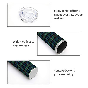 silichee 20 Oz Insulated Tumblers Stainless Steel Cup with Lid Tartan Pattern Background Blue Black Green Red Gold Plaid Flannel Shirt Tumblers Vacuum Coffee Mugs for Cold Hot Drinks for Home