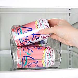Soda Can Organizer for Refrigerator | Pop Can Dispenser Drink Organizer for Fridge | Canned Food Organizer for Pantry | Clear Acrylic Bins [4 Pack]