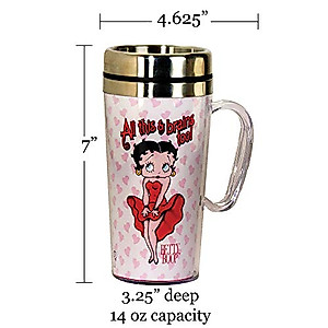 Spoontiques - Insulated Travel Mug - Betty Boop Brains Coffee Cup - Coffee Lovers Gift - Funny Coffee Mug - 15 oz - White