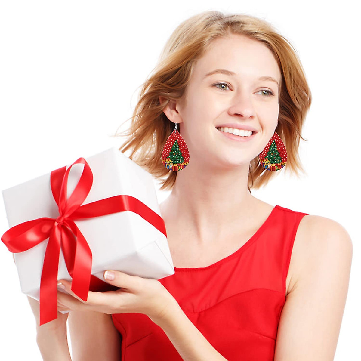 Christmas Earrings for Women Christmas Leather Earrings for Women Christmas Tree Earrings for Women Snowman Elk Santa Earrings for Women