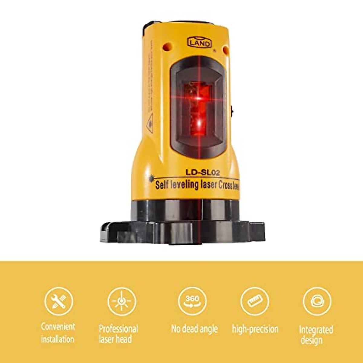 LAND Laser Level Kit Class Laser Ⅱ,Self-Leveling laser Cross Level,Horizontal and Vertical Points Rotatable 360 Degree Suitable for interior design（Lightweight Tripod,Battery Included ）