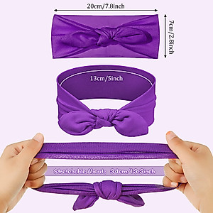 Giegxin 12 Pack Colorful Polyester Cloth Headbands for Girls Removable Rabbit Ear Bow Hairbands Hair Accessories, 12 Colors